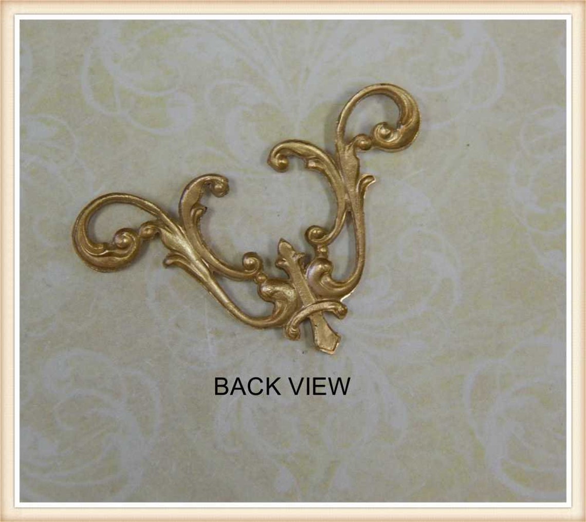 1 Piece Filligree Charm Corner Raw Brass Vine Scroll Victorian - Etsy