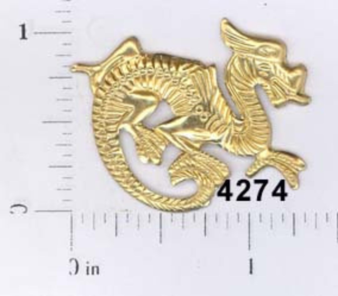 6 Pc Chinese Vintage Medieval Dragon Raw Brass Charm Stamping Finding ...