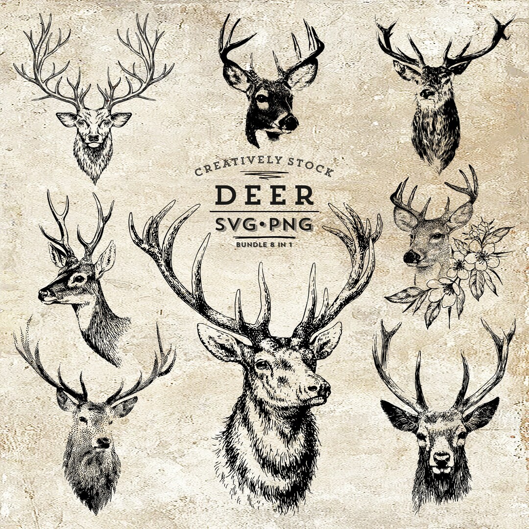 Deer Svg Png, Deer Face Png, Deer Silhouette, Deer Head Svg Png, Forest Deer Svg Png, Stencil ...