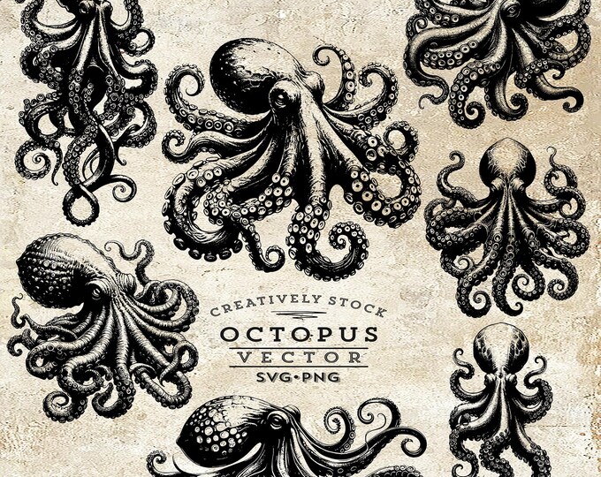 Octopus Svg, Kraken Clipart, Ocean Life Cricut, Octopus Vector, Sea ...