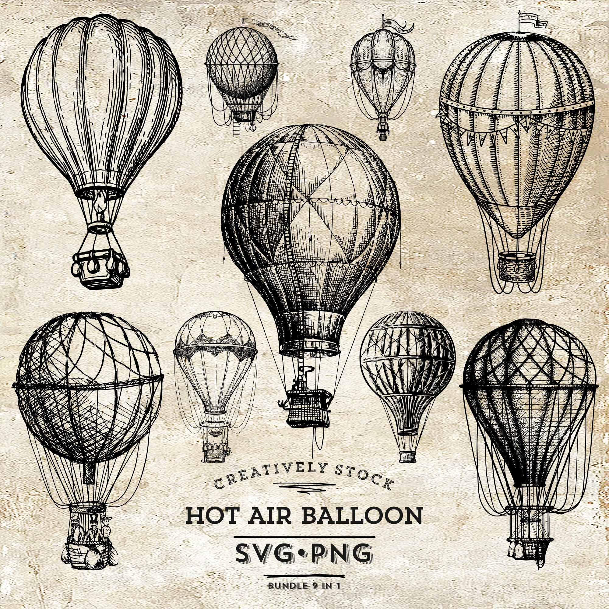 Hot Air Balloon SVG PNG Bundle, Air Balloon Svg PNG, Hot Air Balloon ...