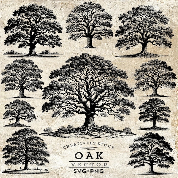 Oak Tree Svg - Etsy