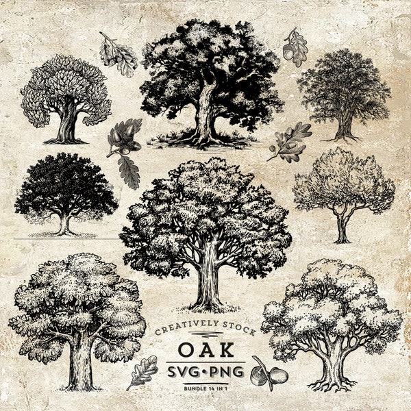 Oak Tree Svg - Etsy