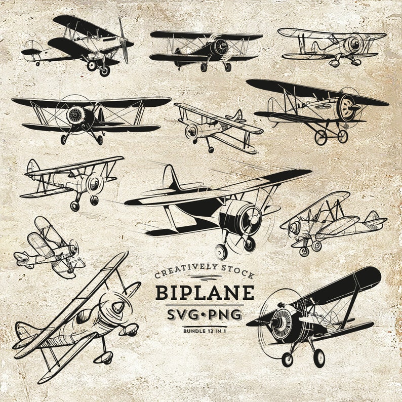 Airplane SVG PNG, Biplane Svg Png Retro, Vintage Plane, Old Aeroplane ...