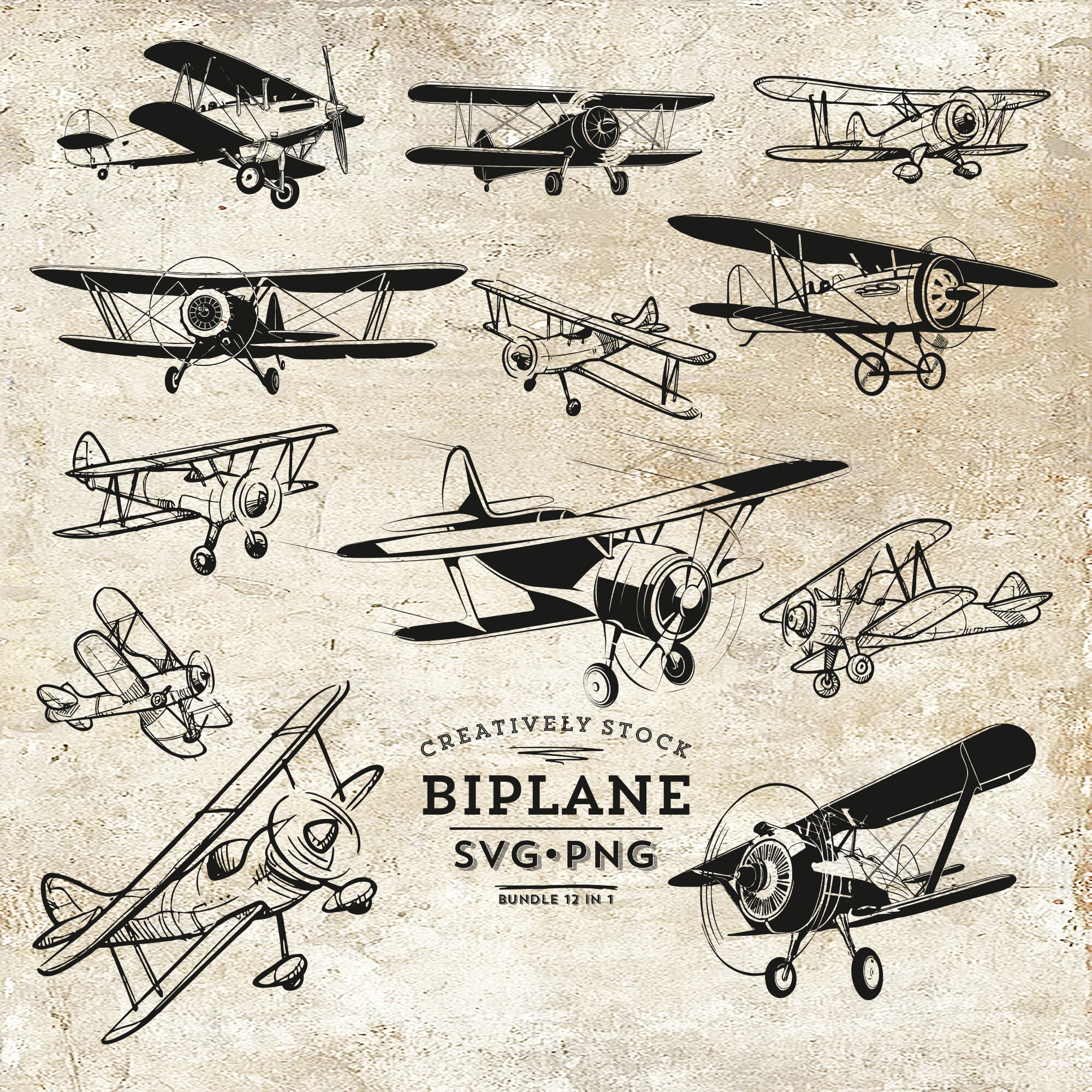 Airplane SVG PNG, Biplane Svg Png Retro, Vintage Plane, Old Aeroplane ...