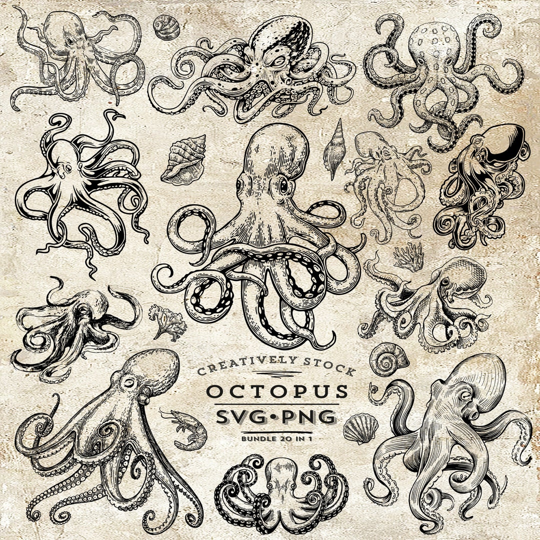 Octopus SVG PNG Bundle, Octopus Legs PNG, Octopus Tentacles Svg, Kraken ...