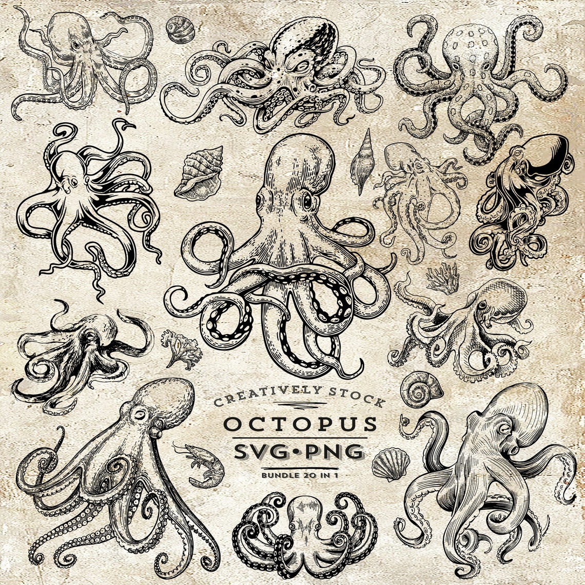 Octopus SVG PNG Bundle, Octopus Legs PNG, Octopus Tentacles Svg, Kraken ...
