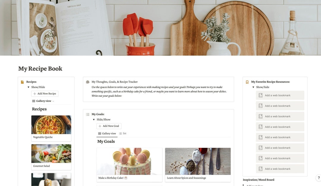 Notion Recipe Template Recipe Tracker Meal Planner Recipe Goal Tracker ...