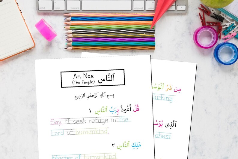 An Nas Surah Translation and Writing Practice for Kids - Etsy