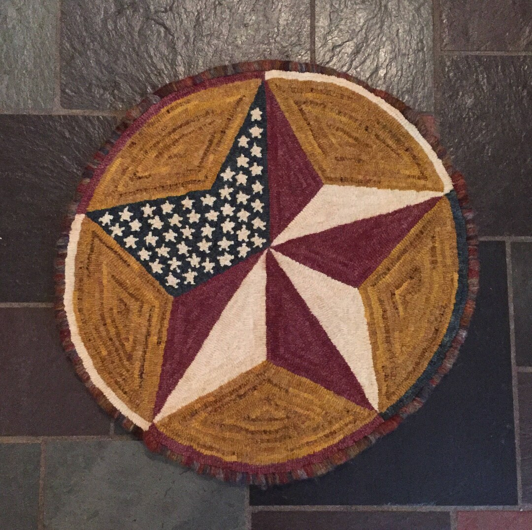 Antique American Barn Star Round Rug Hooking Pattern - Etsy