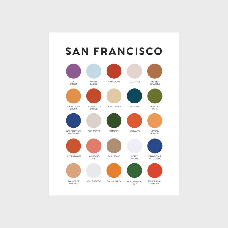San Francisco Color Palette Print - Etsy