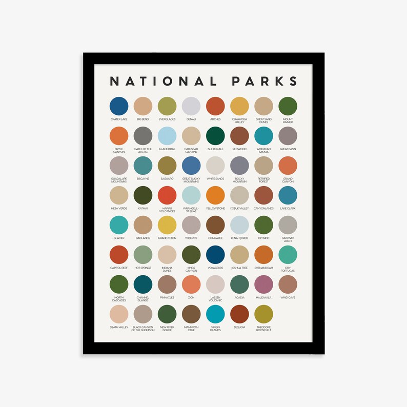 National Parks Color Palette Print - Etsy