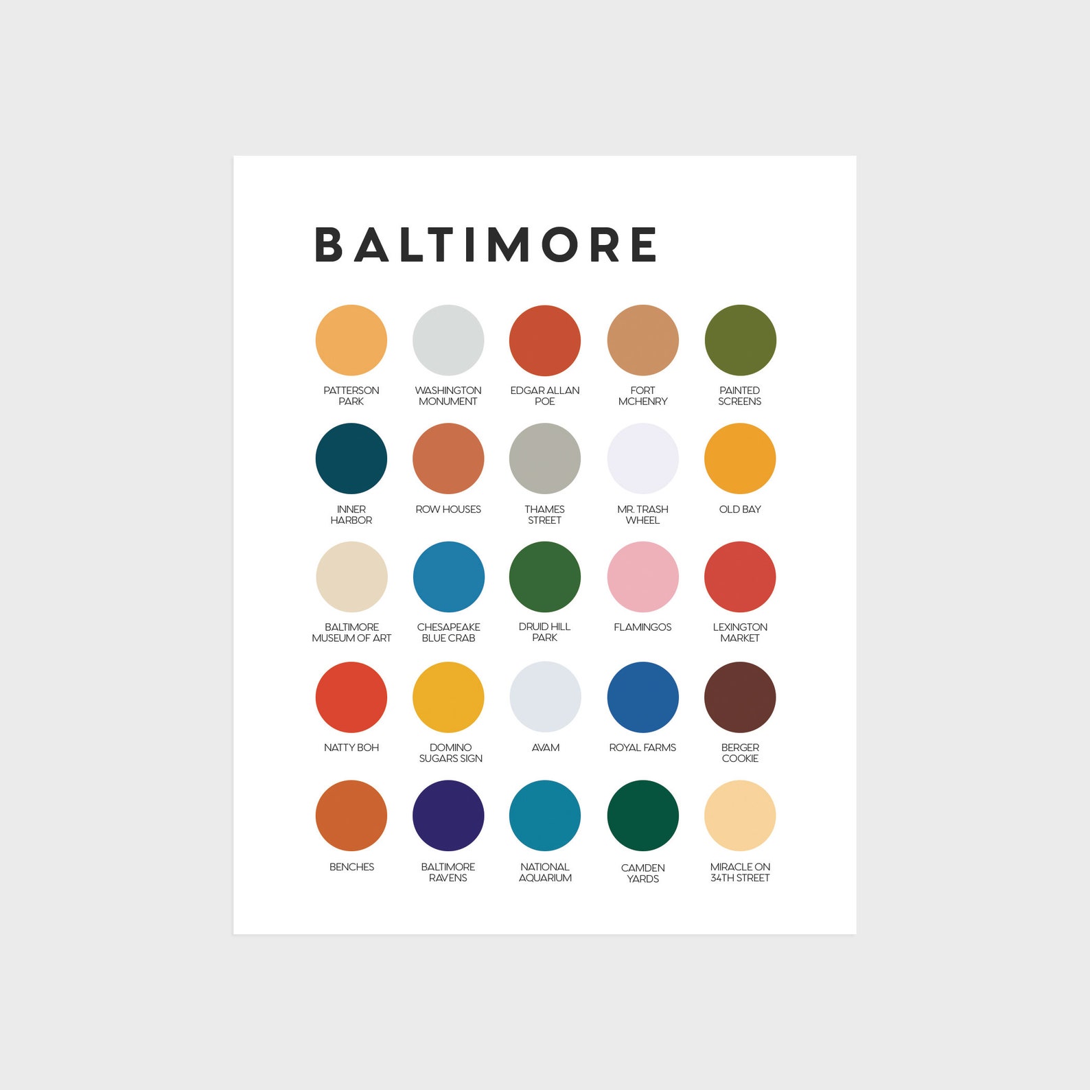 Baltimore Color Palette Print - Etsy