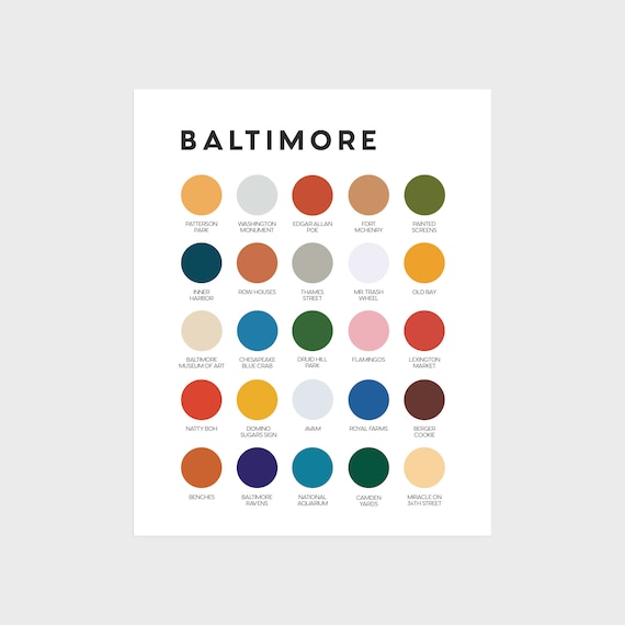 Baltimore Color Palette Print | Etsy