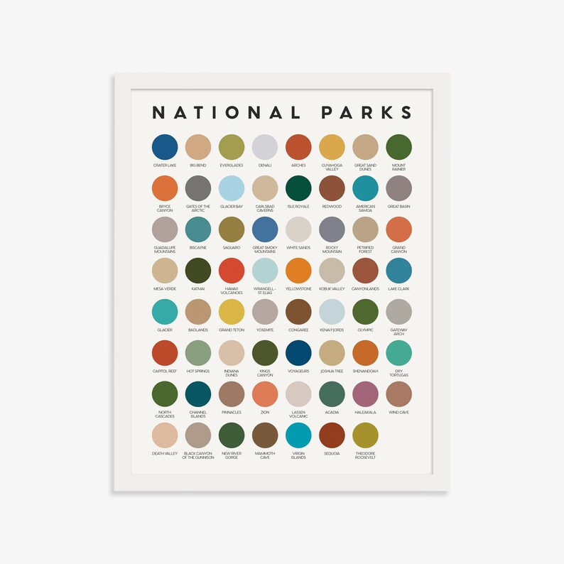 National Parks Color Palette Print - Etsy