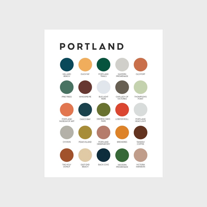 Portland Maine Color Palette Print - Etsy Sweden