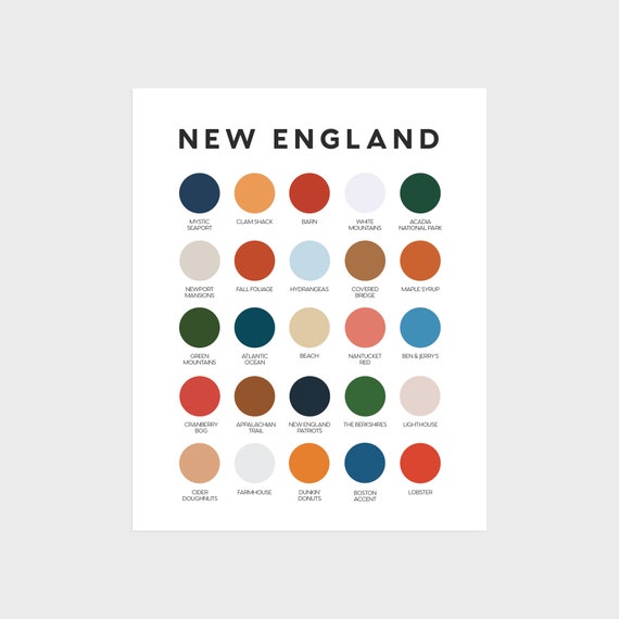 New England Color Palette Print - Etsy