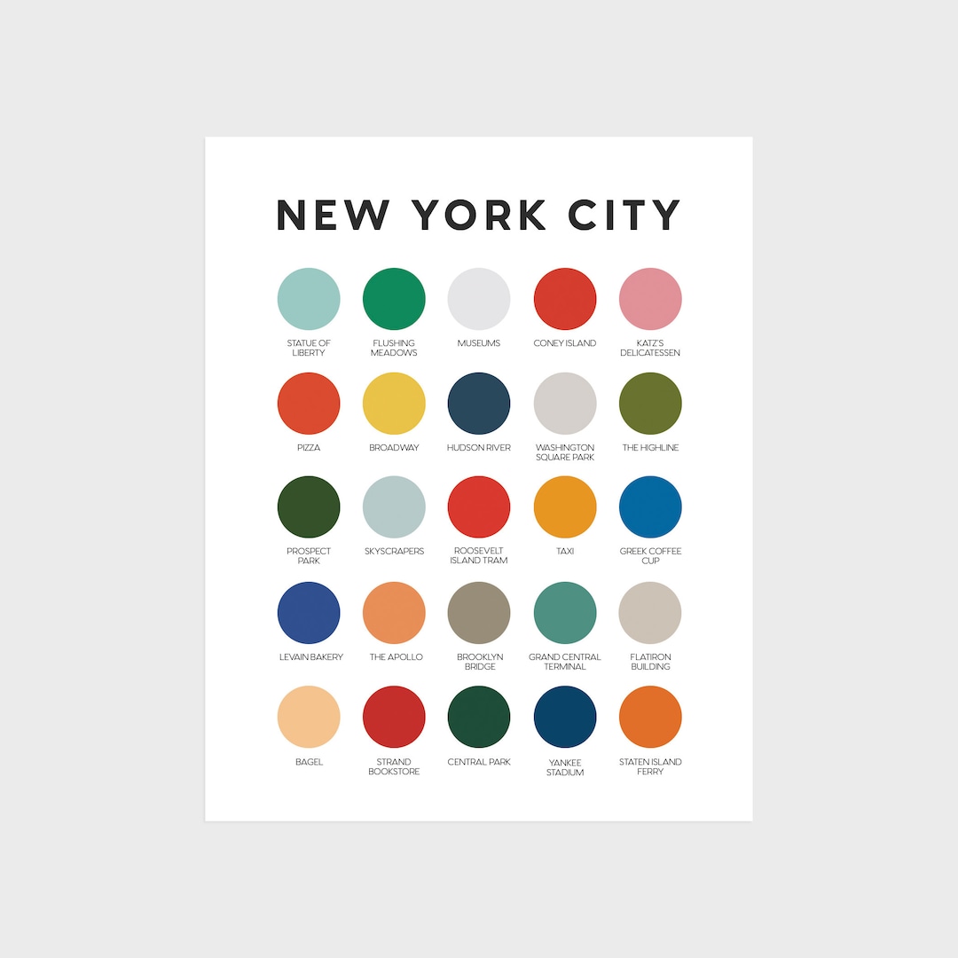 New York City Color Palette Print - Etsy