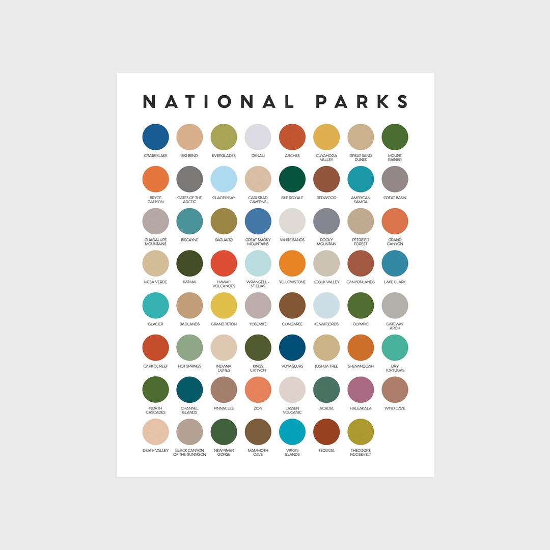 National Parks Color Palette Print - Etsy