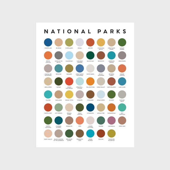 National Parks Color Palette Print | Etsy