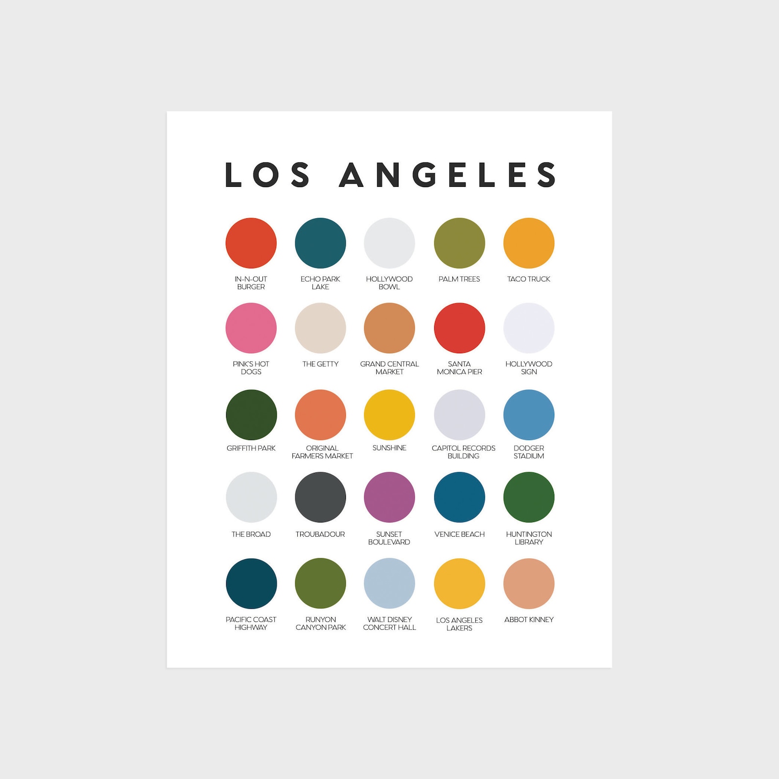 Los Angeles Color Palette Print - Etsy