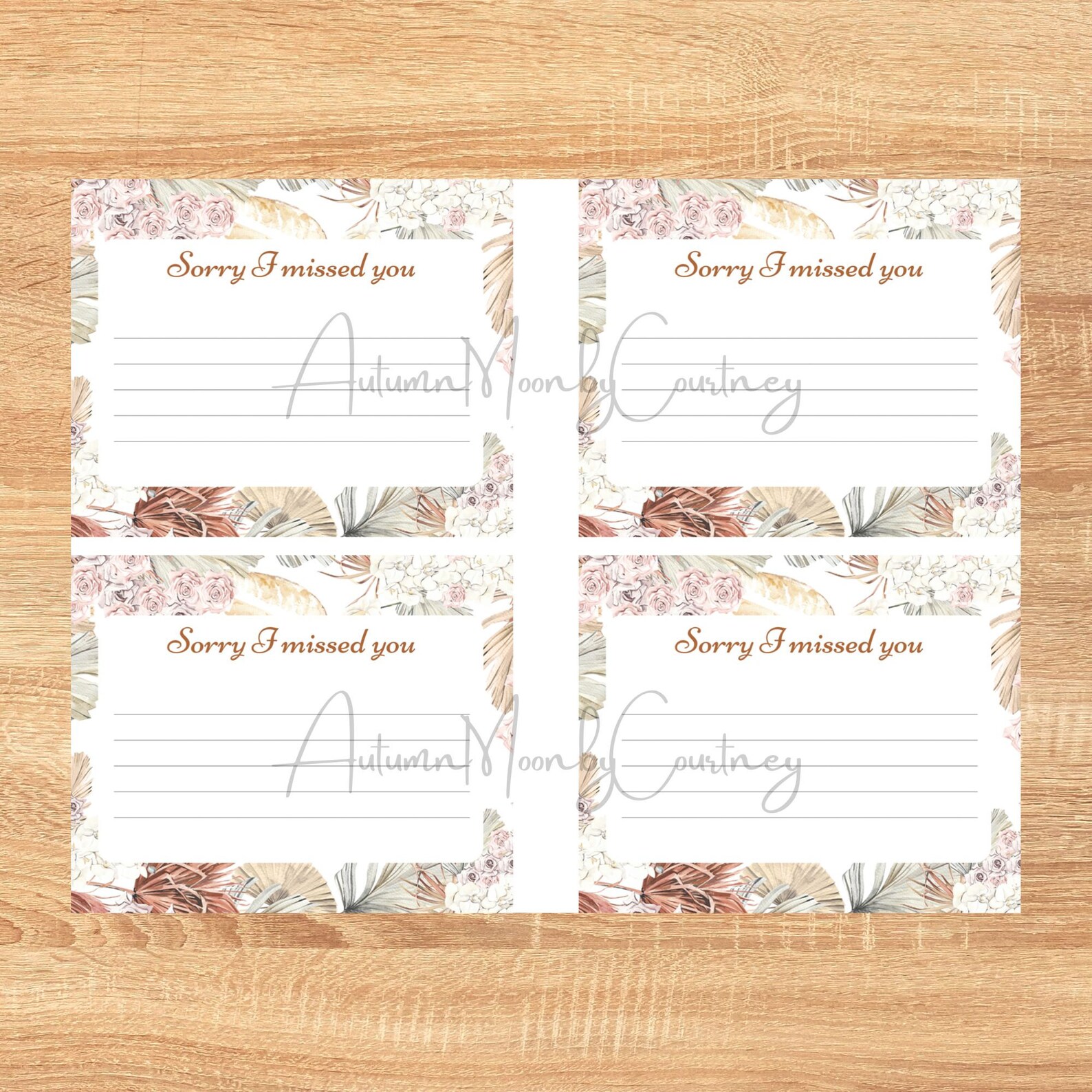 JW Printable Sorry I Missed You Cards (palms and Flowers) - Etsy