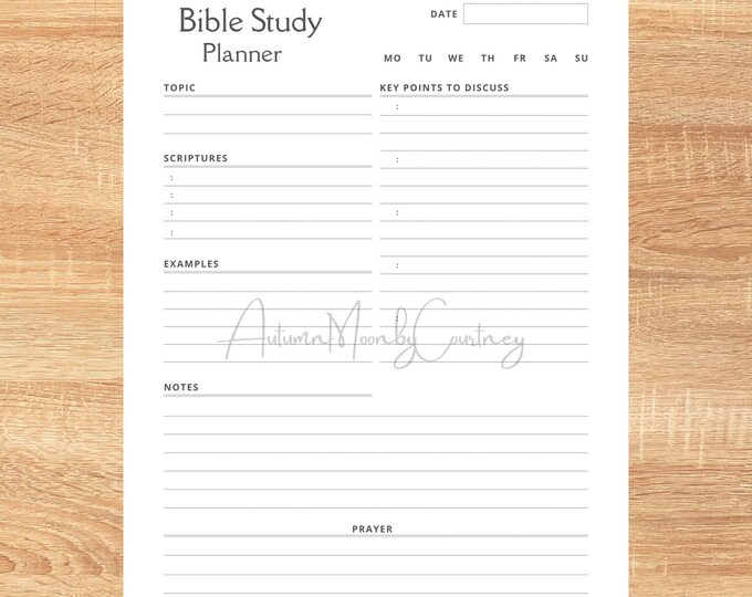 JW Printable Bible Study Planner - Etsy