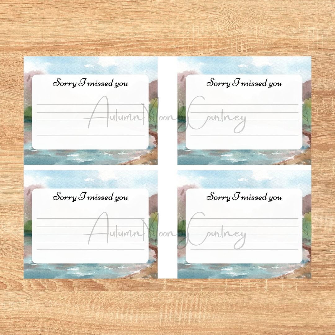 JW Printable Sorry I Missed You Cards (watercolor Landscape) - Etsy