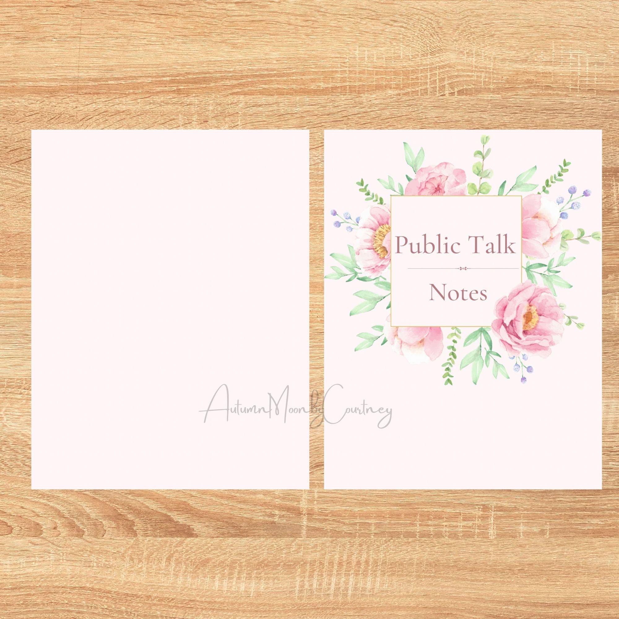 JW Printable Public Talk Notebook- Pink Floral - Etsy
