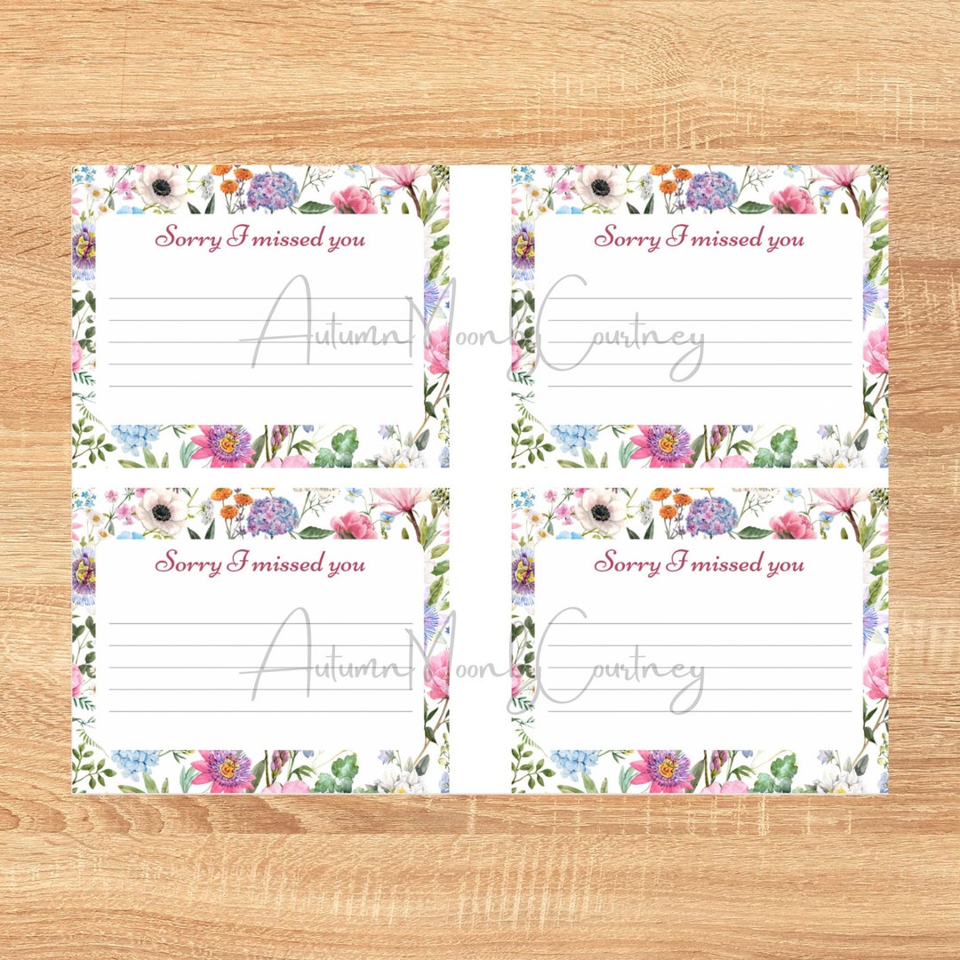 JW Printable Sorry I Missed You Cards (floral) - Etsy