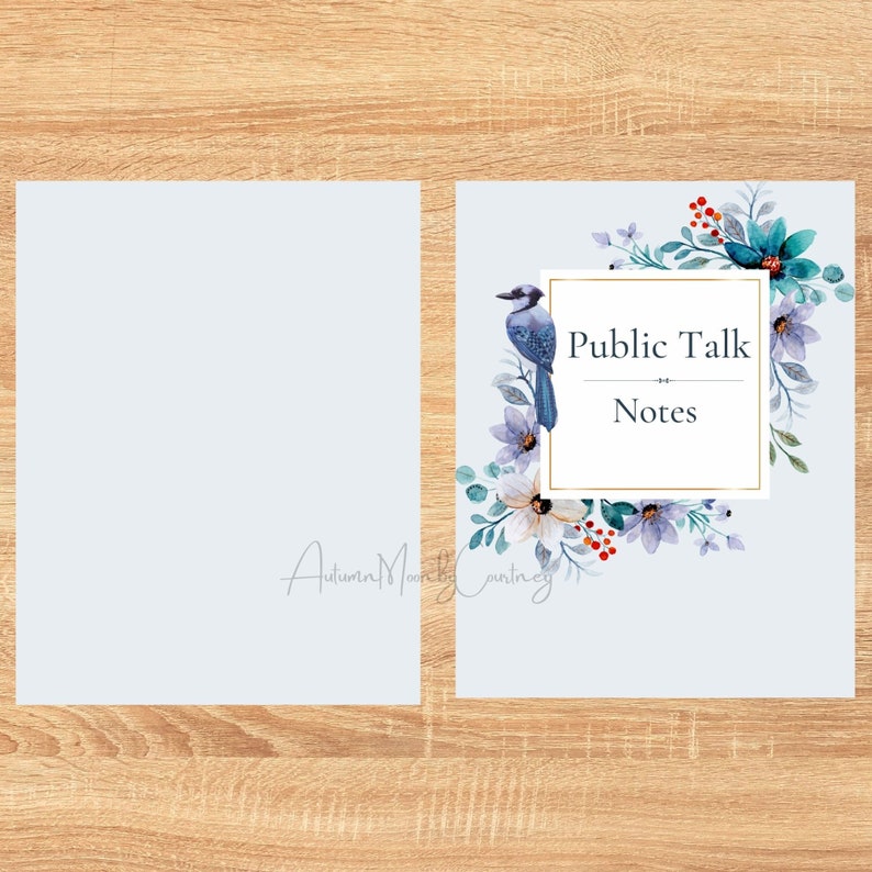 JW Printable Public Talk Notebook- Blue Floral - Etsy