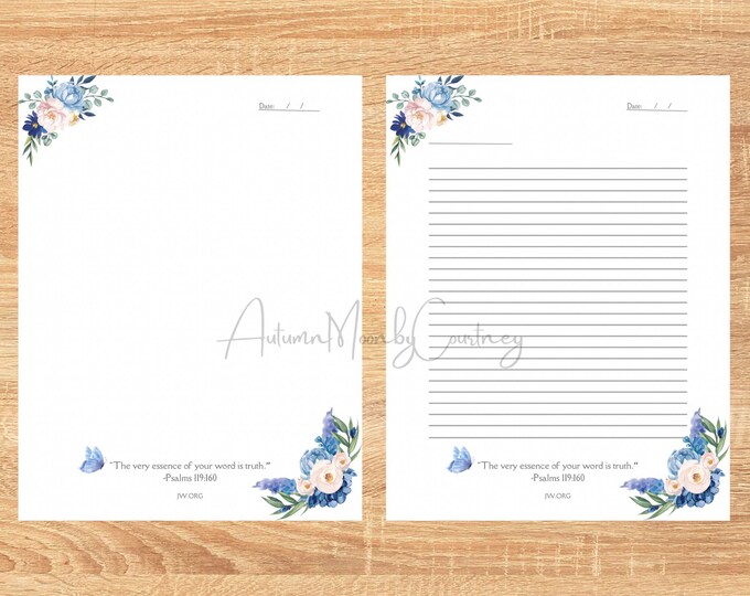 JW Letter Writing Paper | JW Memorial Letterhead | Memorial Invitation ...