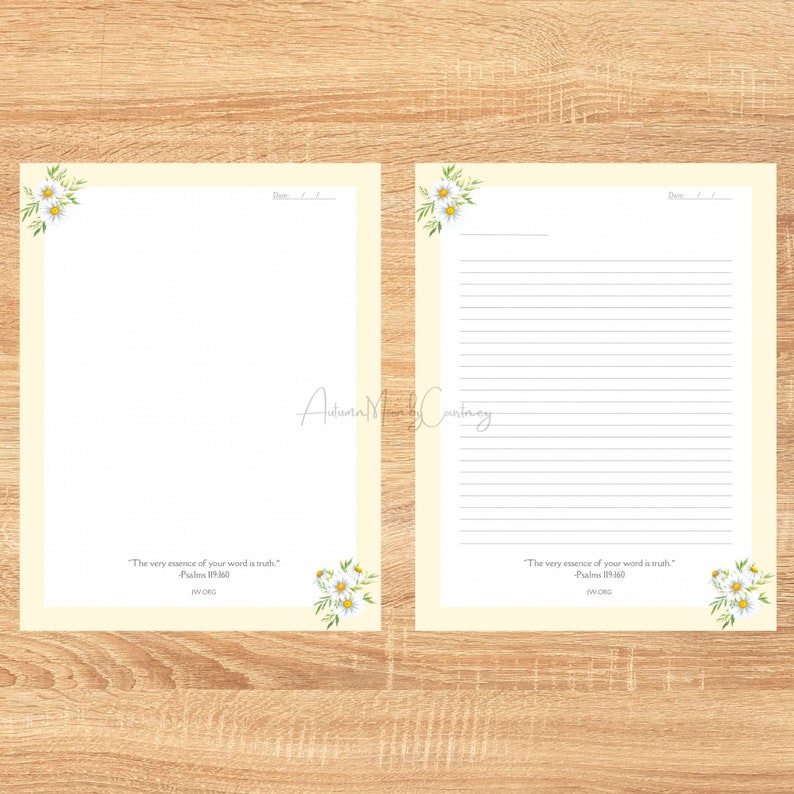 JW Printable Letterhead/ Letter Writing (daisy) - Etsy