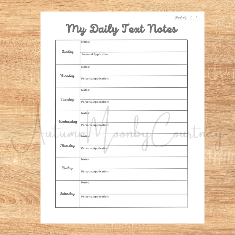 JW Daily Text Notes Printable - Etsy