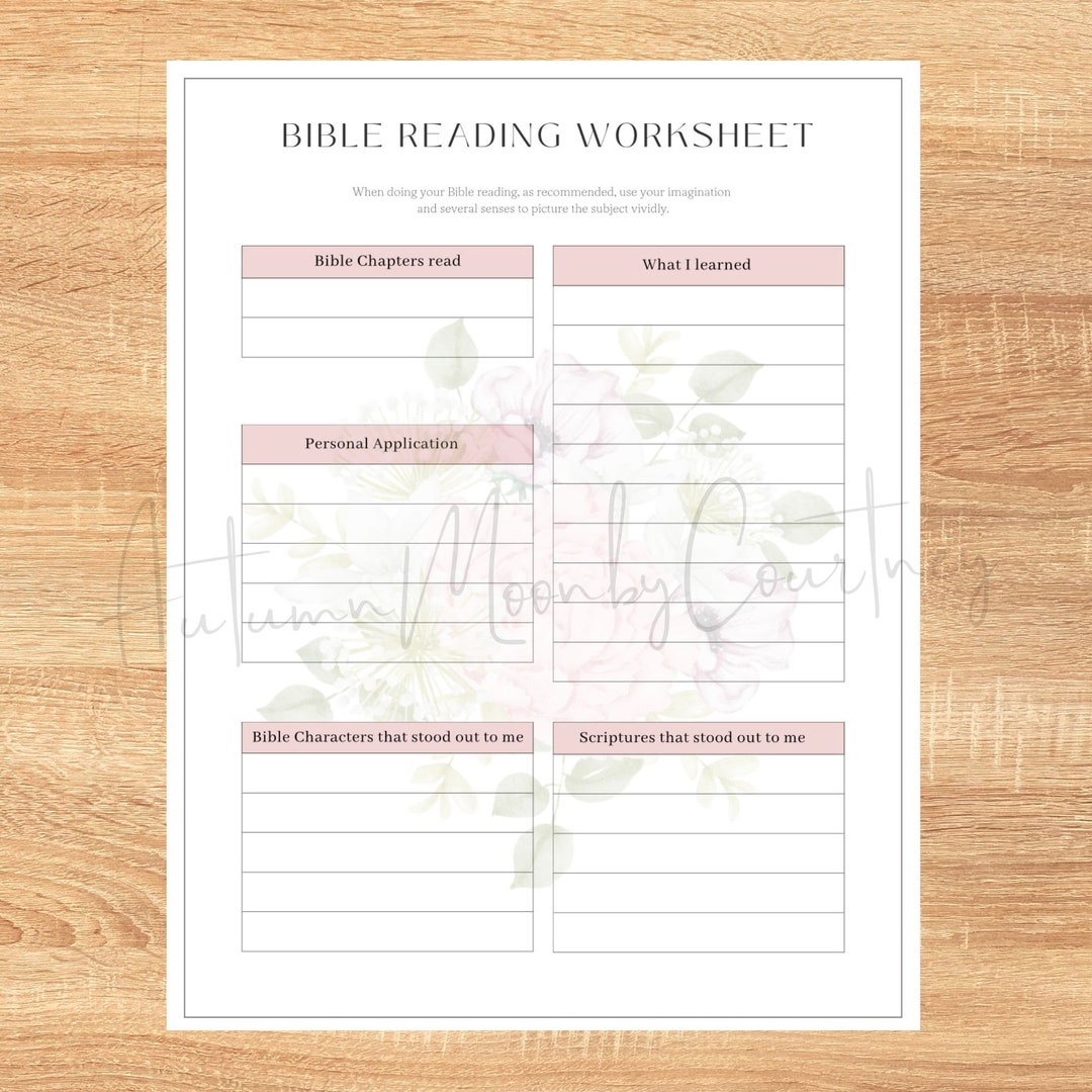 Bible Reading Printable Worksheet (pink Floral) - Etsy