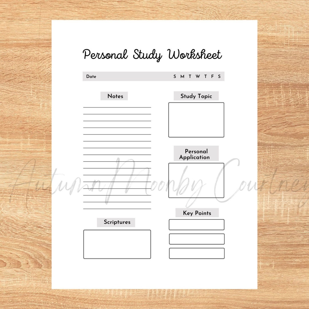 JW Printable Personal Study Worksheet - Digital Download - Etsy