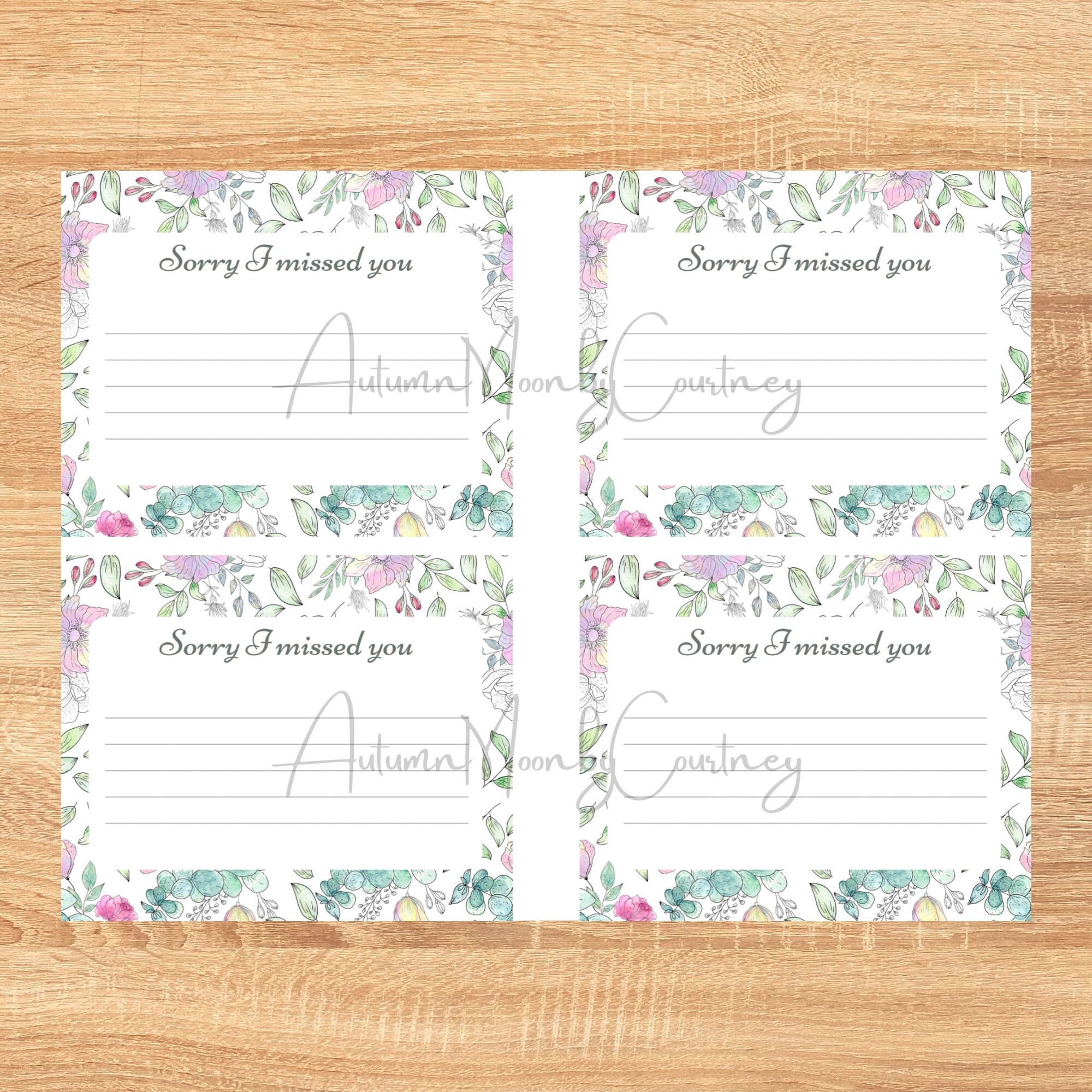 JW Printable Sorry I Missed You Cards (purple and Blue Floral) - Etsy