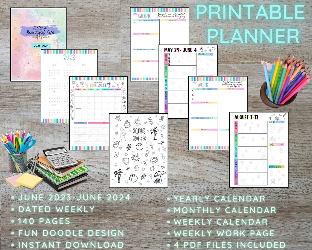 2023-2024 Printable Planner, Includes Weekly Dated Pages, Great for ...