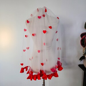 The Sweet Heart / Candy Heart Wedding Veil in Red Limited Edition - Etsy