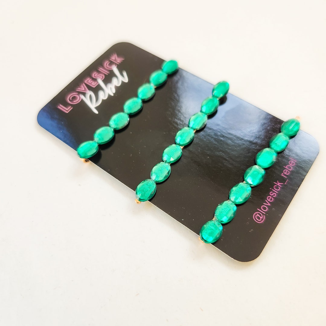 Emerald Jewel Tone Retro Style Rhinestone Bobby Pins - Etsy