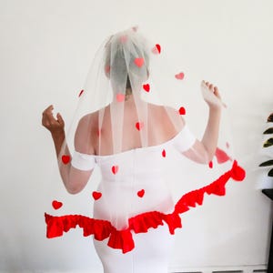 The Sweet Heart / Candy Heart Wedding Veil in Red Limited Edition - Etsy