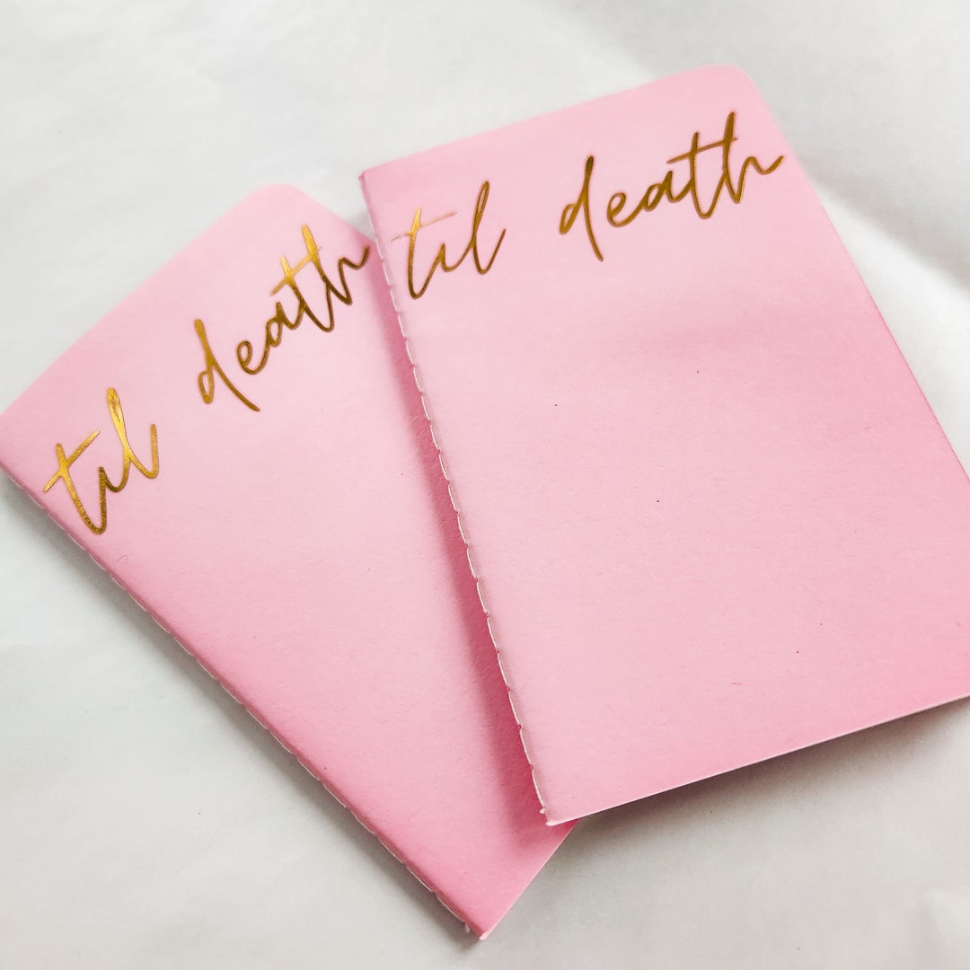 Til Death Wedding Vow Books, Set of 2, Gold, Silver or White Font on ...