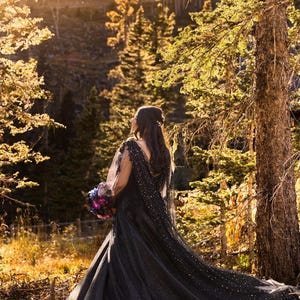 The Nyx Black Celestial Wedding Cape - Etsy