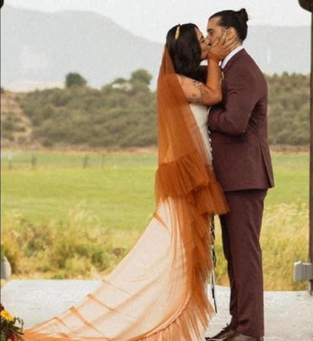 The Lovesick Rebel Ruffle Wedding Veil in Terracotta / Rust Orange - Etsy