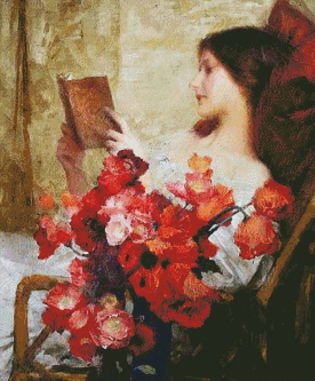 Young Woman Reading, Samuel Melton Fisher, Fine Art Cross Stitch ...