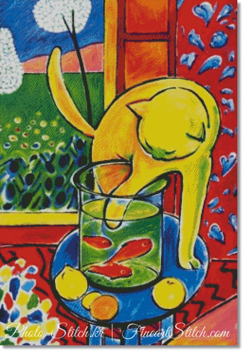 The Cat With Red Fish, Matisse, Fine Art Cross Stitch Patterns, Famous ...