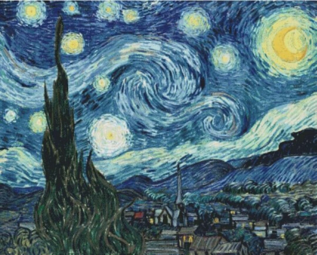 Starry Night Type B Vincent Van Gogh Fine Art Cross Stitch - Etsy