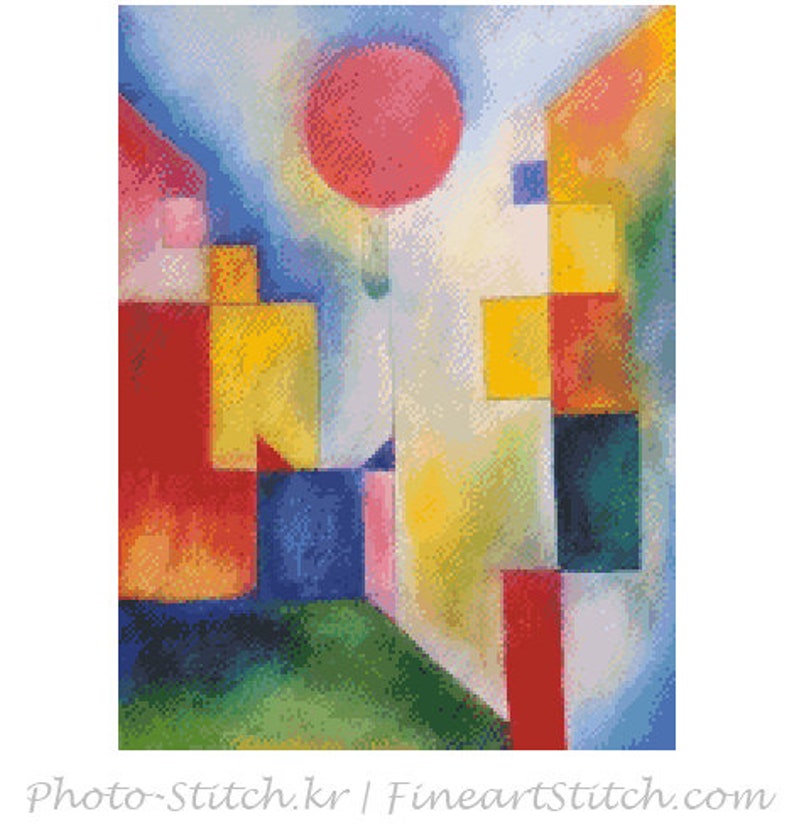 R07.red Balloon Mini, Paul Klee, Fine Art Cross Stitch Patterns, Famous ...