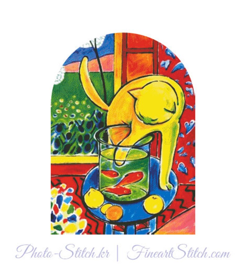 The Cat With Red Fish arch Design, Henri Matisse, Fine Art Cross Stitch ...