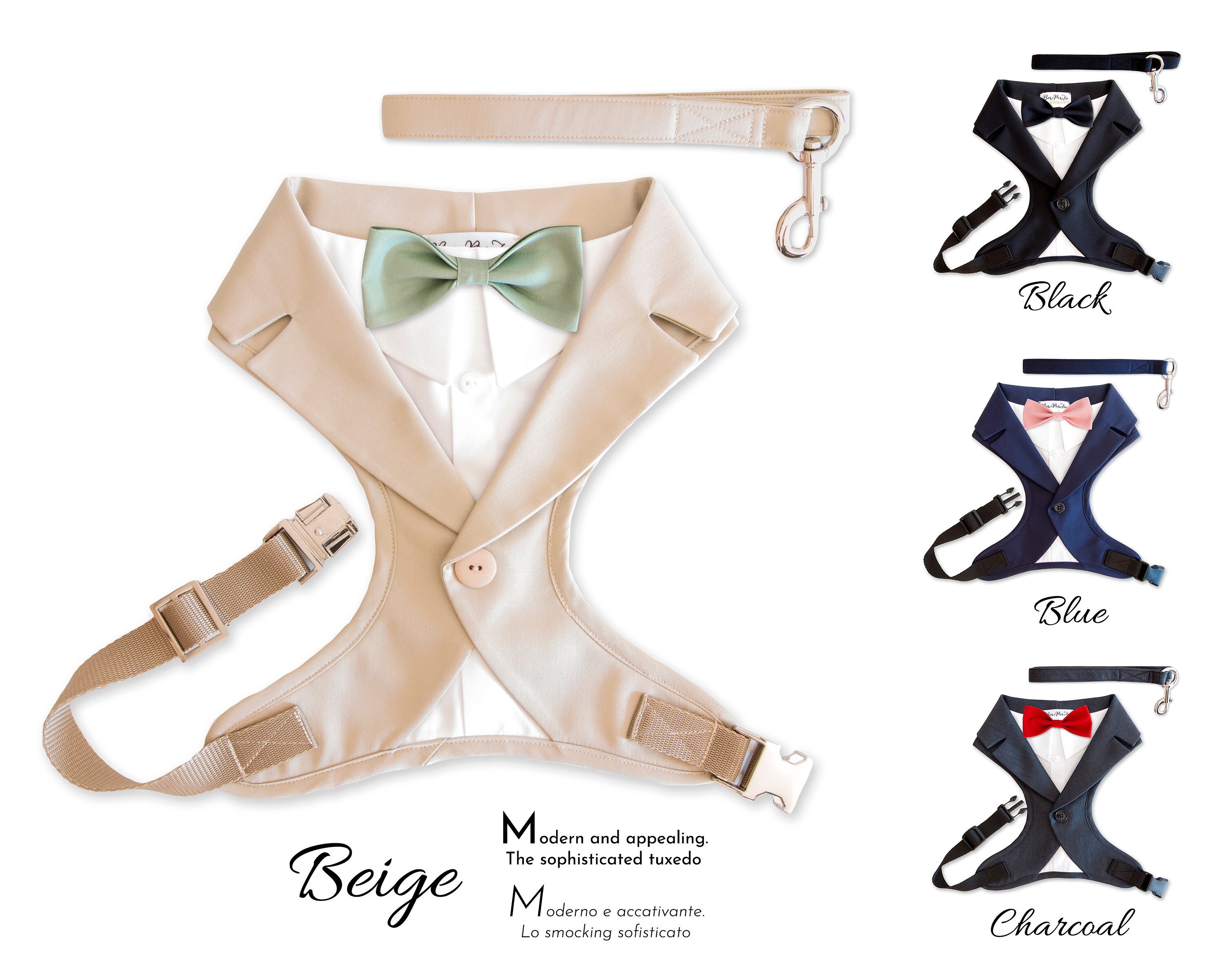 Dog Tuxedo Wedding Harness and Leash Set Dog Formal Attire - Etsy
